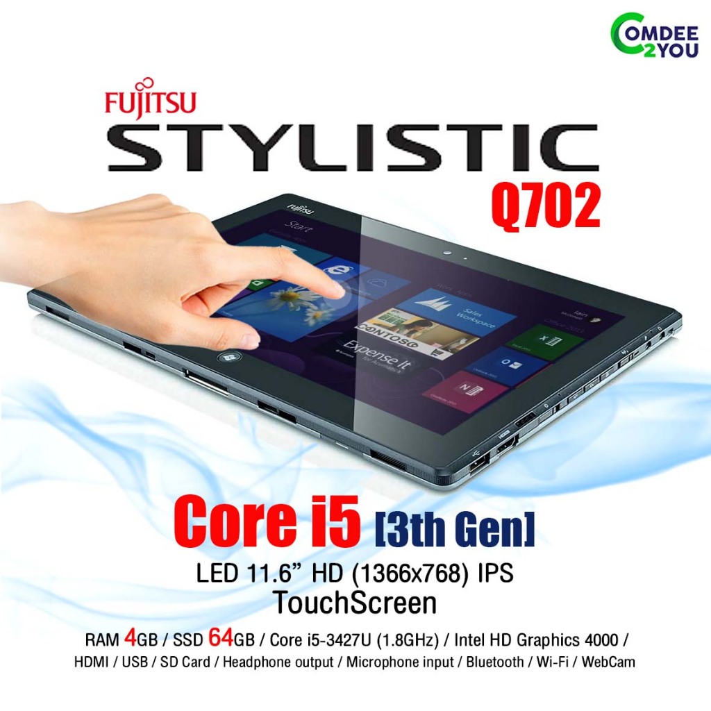 แท็บเล็ต Fujitsu Q702-Core i5 Gen3 /RAM 4GB /SSD 64GB /11.6"TouchScreen ...