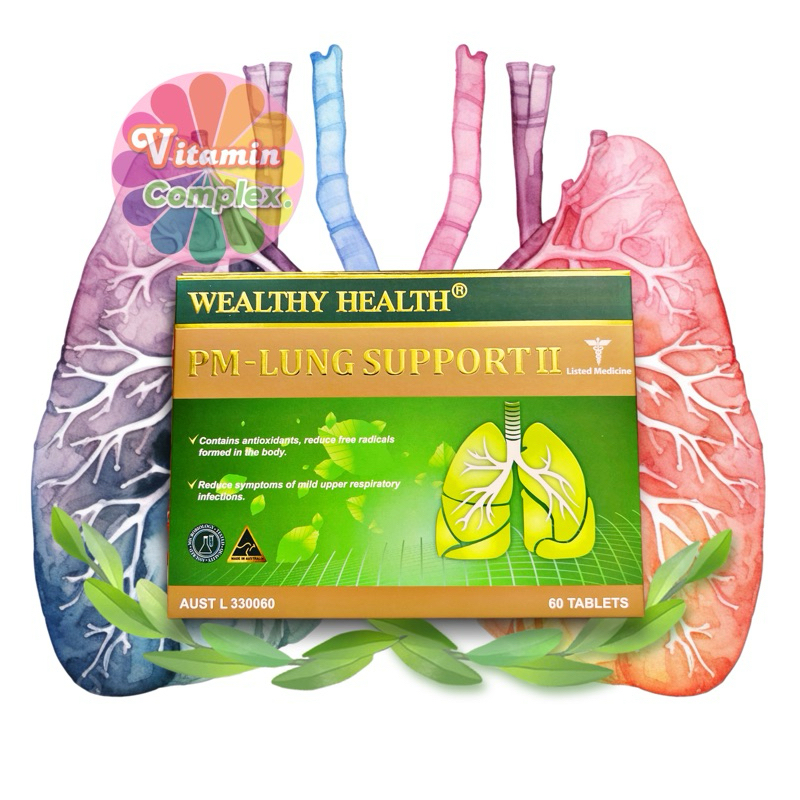 นำเข้าแท้ วิตามินบำรุงปอดแบบพรีเมี่ยม Whealthy health Lung support PM - Lung Support 60 แคปซูล ...