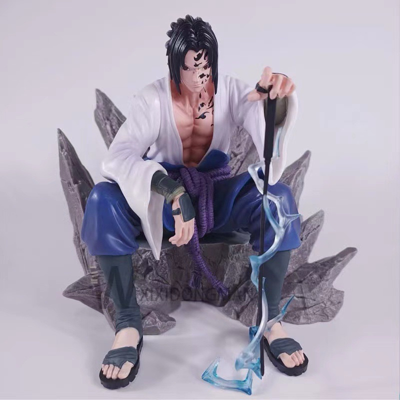 Naruto Sasuke Uchiha sitting on stone PVC Figure 22 cm | Shopee Thailand