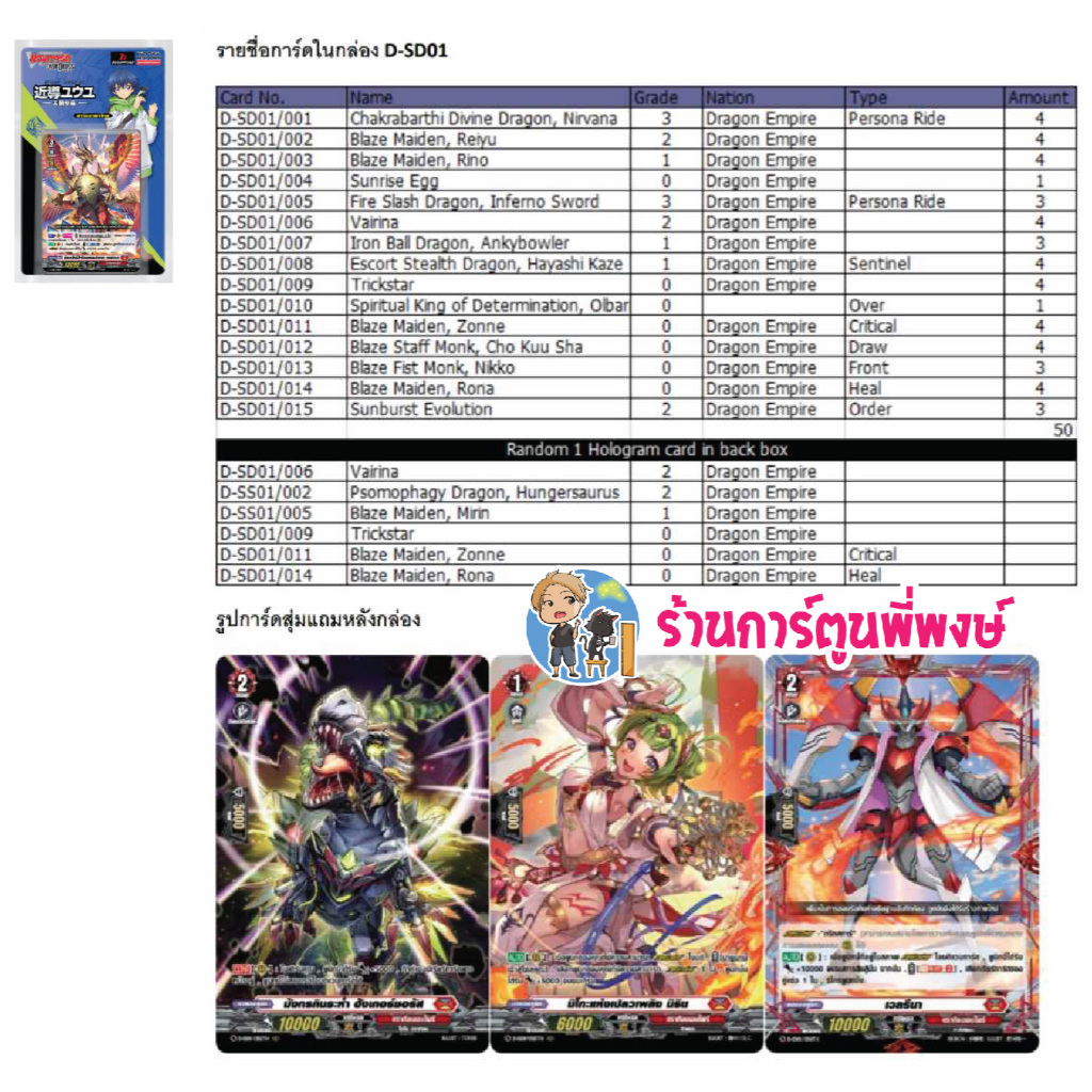 แวนการ์ด โอเวอร์เดรส ภาษาไทย ชุดพร้อมเล่น VGT-D-SD01 SD02 SD03 SD04 SD05 VANGUARD D พี่พงษ์ (21 ...