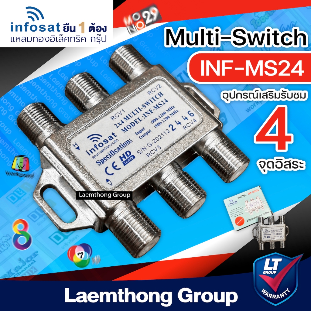 *ตัวใหม่ เล็กลง* infosat multiswitch 2x4 ตัวแยกสัญญาณ c-band รุ่น inf ...