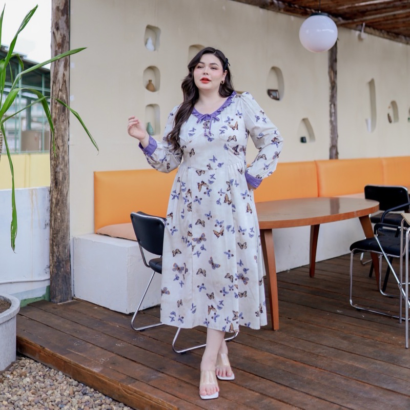Lady M | Butterfly dress plussize เดรสสาวอวบใส่เที่ยวต่างประเทศ ใส่ออกเดต | Shopee Thailand
