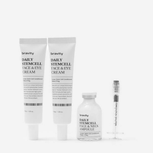 พร้อมส่ง | Bravity daily stem cell neck ampoule face & eye cream set ...