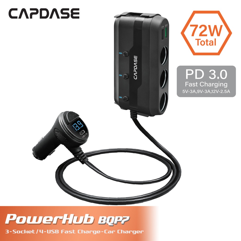 Capdase Powerhub Bqp6 3 ซ็อกเก็ต และ 4-Usb Qc 3.0 และ Usb-C Pd 72W ที่ ...