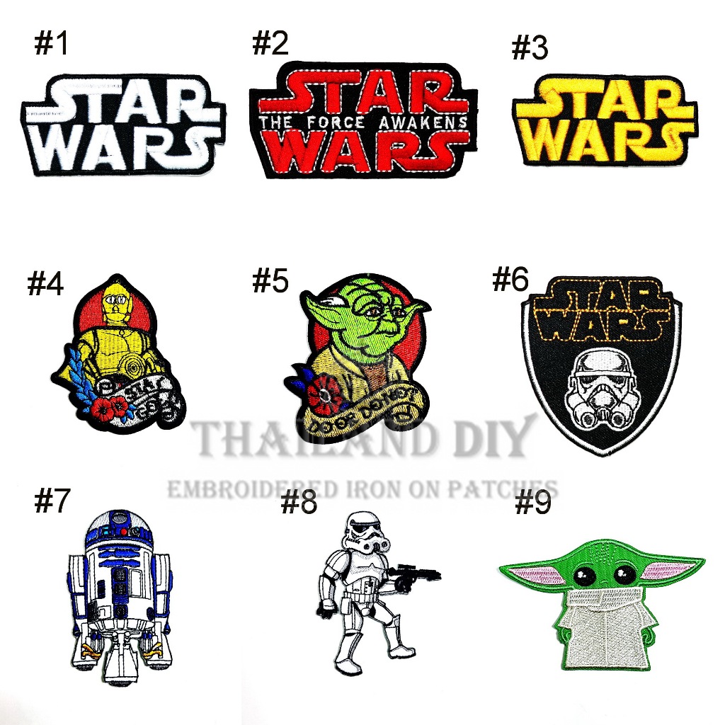 ตัวรีดติดเสื้อ สตาร์ วอร์ส Stromtrooper R2D2 C-3PO Yoda Jedi Star Wars Patch งานปัก WOP DIY ตัว ...