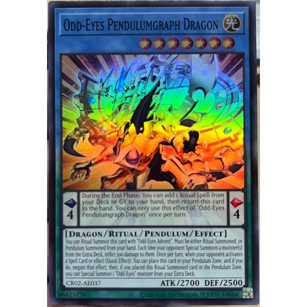 Yugioh Asia-Eng [CR02-AE037] Odd-Eyes Pendulumgraph Dragon (Super Rare) การ์ดยูกิแท้ถูกลิขสิทธิ์ ...