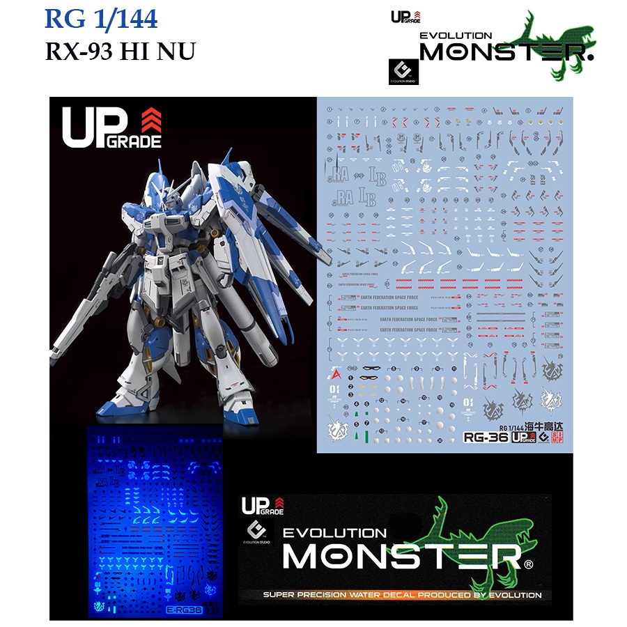 ดีคอลน้ำ [MONSTER EVO ] RG36 RG 1/144 RX-93 V2 HI NU WATER DECAL ...