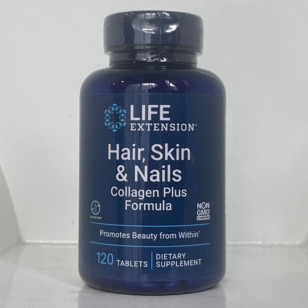 Life Extension Hair Skin & Nails Collagen Plus Formula 120 Tablets ...