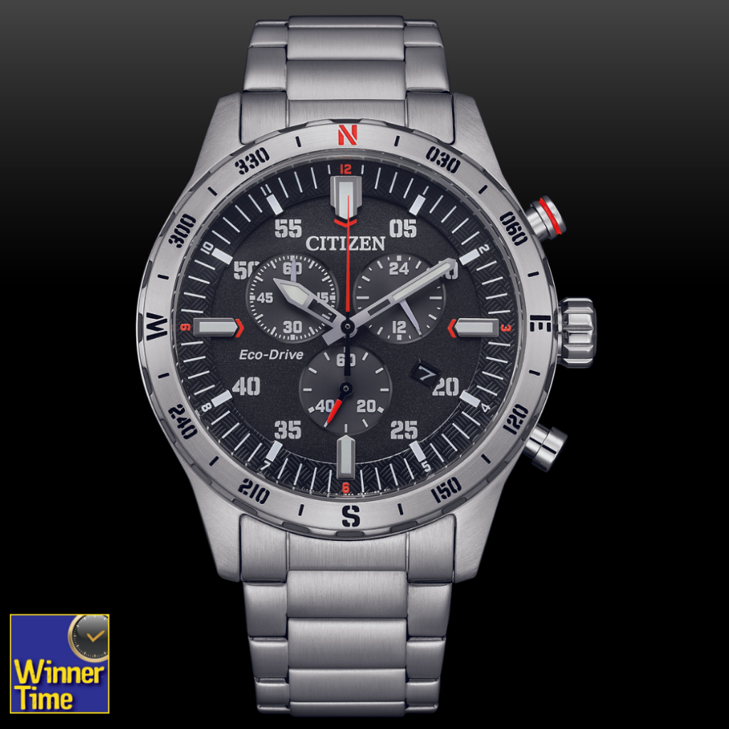 นาฬิกาข้อมือผู้ชาย Citizen Eco-Drive Chronograph Stainless Steel Black ...