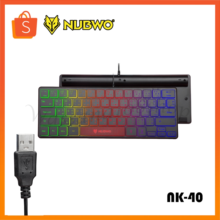 Nubwo NK-40 ORCA Keyboard Rubber Dome Switch LED Lighting Rainbow ปุ่ม ...