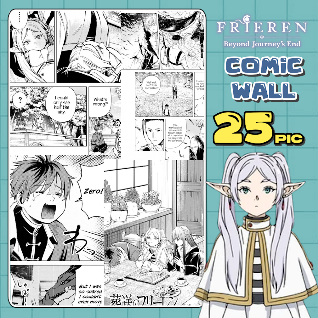 Comic wall คำอธิษฐานในวันที่จากลา FRIEREN กระดาษ A4,A5 ปริ้นภาพขาวดำ (2 ...