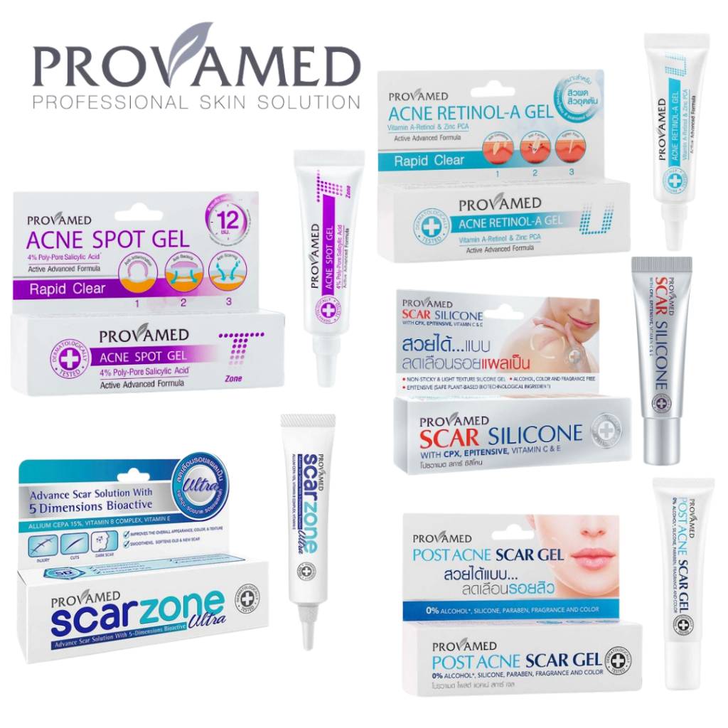 รวมผลิตภัณฑ์ Provamed ACNE RETINOL-A GEL/ACNE SPOT GEL/POST ACNE SCAR ...