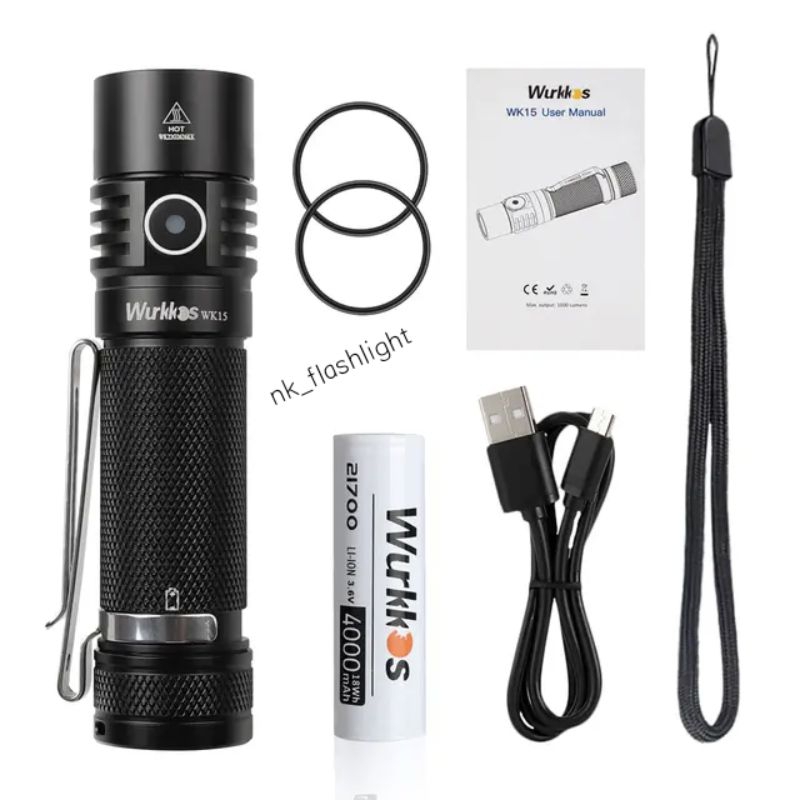 Wurkkos WK15 EDC ไฟฉาย LED 3000LM/6500K.ไฟฉาย CREE XHP50.2แบบชาร์จไฟได้ ...