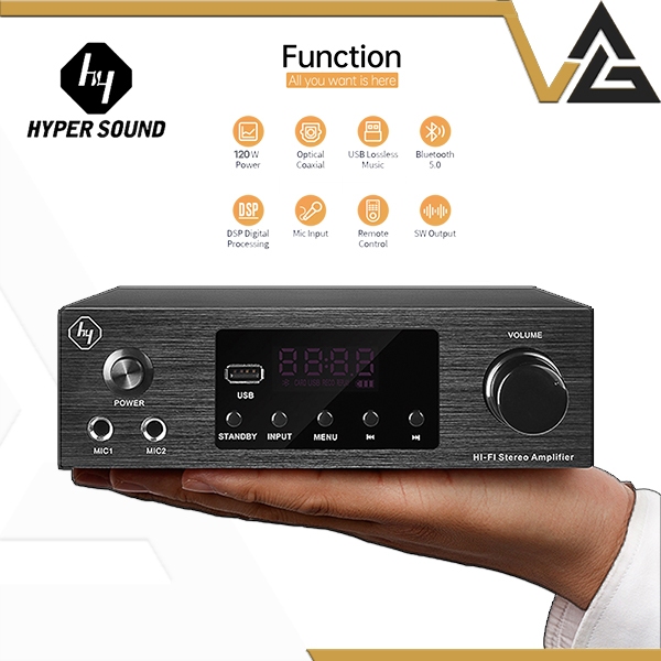 Hyper Sound AV-260 แอมป์ขยาย บลูทูธ 120W เครื่องเสียง สเตอริโอ Audio Bluetooth HIFI Stereo ...