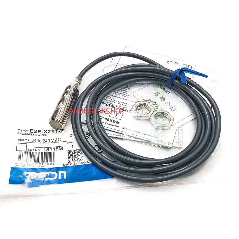 E2E-X2Y1-Z เซ็นเซอร์จับโลหะ ระยะการจับ 2มิล Proximity Sensor M12 ชนิด NO หัวเรียบ 2สาย AC 24 ...
