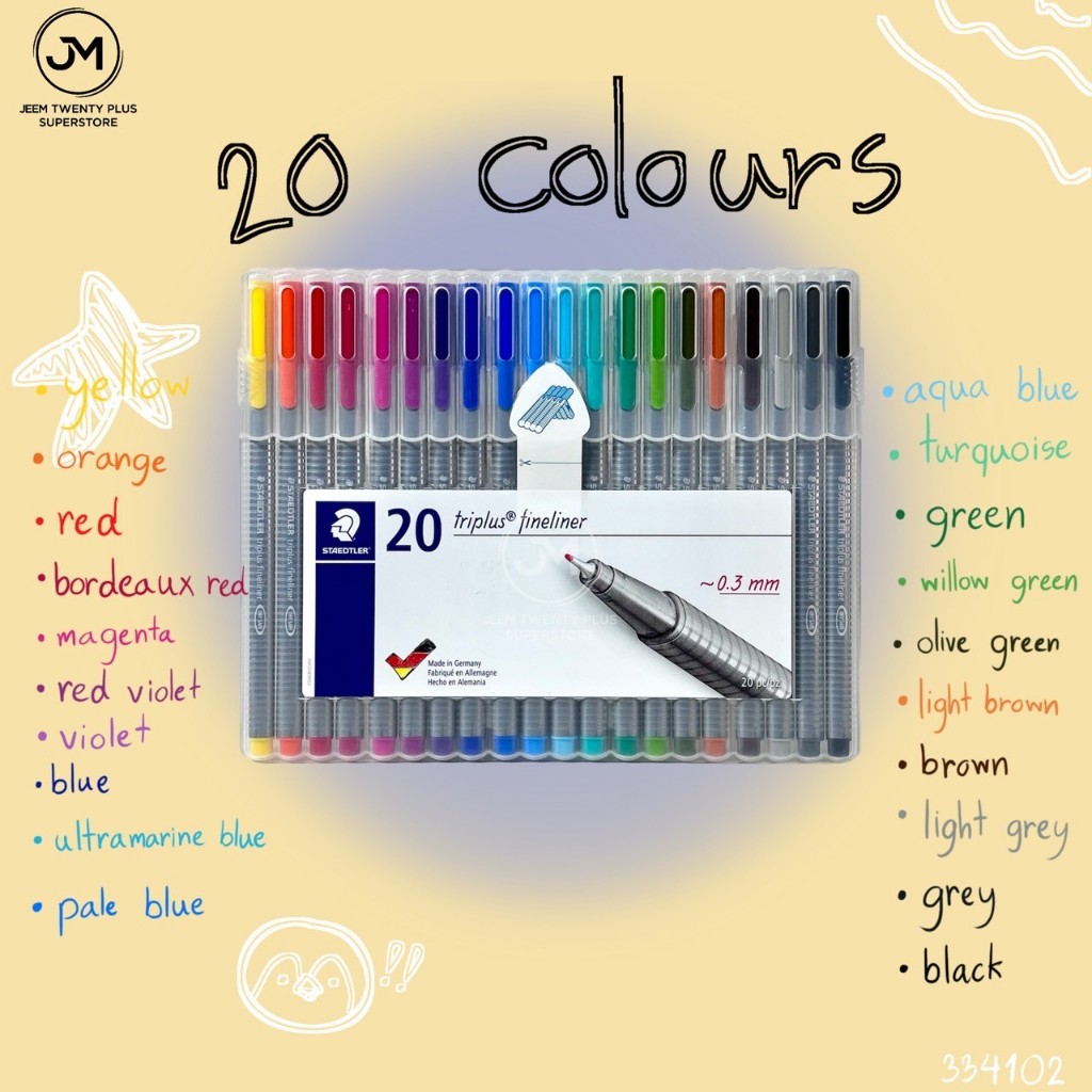 ชุดปากกาหัวเข็ม Staedtler | รุ่น 10 และ 20 สี | Tripus Fineliner | | Shopee Thailand