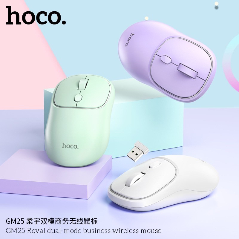 HOCO GM25 เมาส์บลูทูธ 2-in-1 มี 4ปุ่ม รองรับ Bluetooth 5.2 & Wireless 2.4GHz ปรับความเร็ว 3 ...