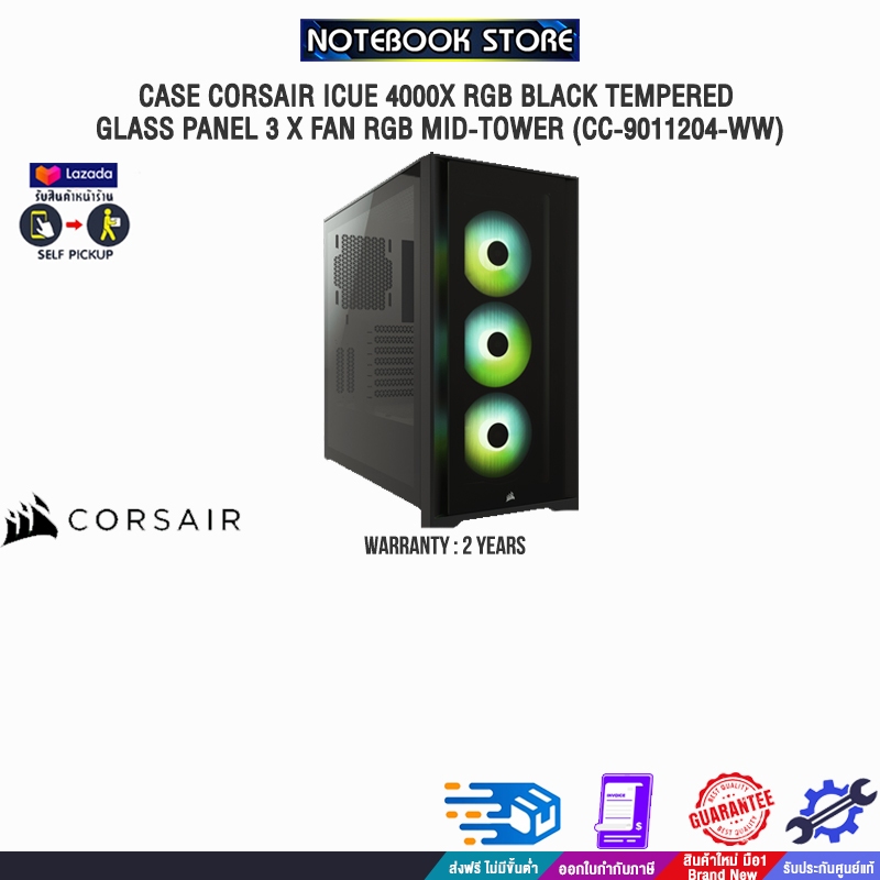 CASE CORSAIR iCUE 4000X RGB BLACK TEMPERED GLASS PANEL 3 x FAN RGB MID ...