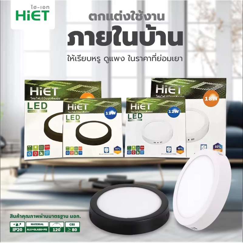 HIET LED Panels 12W 18W โคมพาเนลไลท์ ทรงกลม แบบติดลอย LED Panel light ...