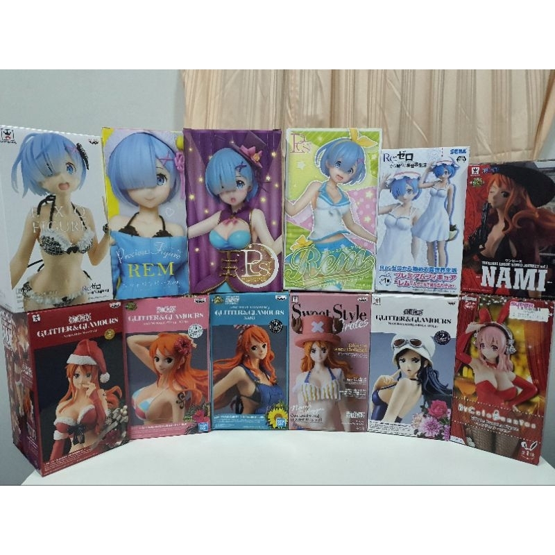 *มือ2 มีกล่อง* Rem, One piece Nami Robin, Sonico figure Glitter ...