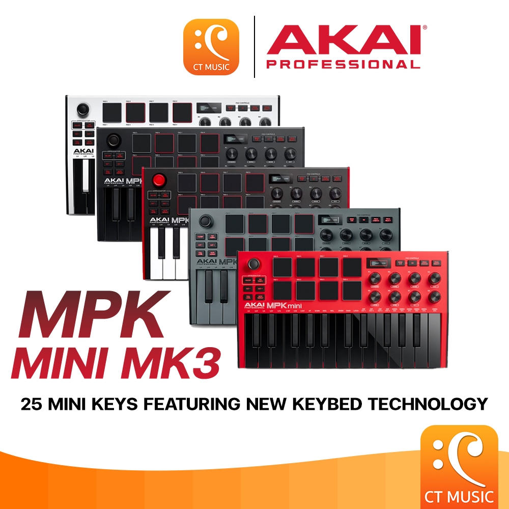 [ใส่โค้ดลด 1000บ.] Akai MPK Mini mk3 คีย์บอร์ดใบ้ Midi Keyboard Controller AKAI MPK MINI PLUS ...