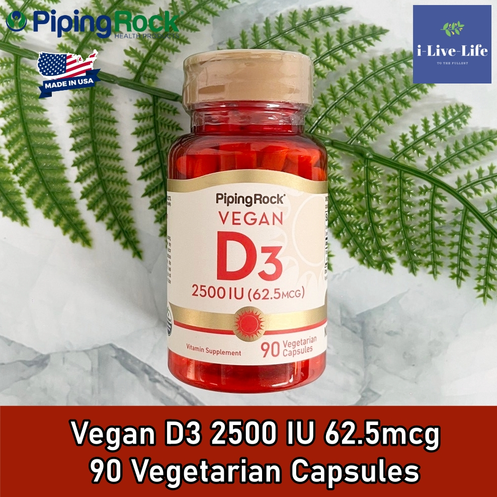 Piping Rock - Vegan D3 2500 IU 62.5mcg 90 Vegetarian Capsules วิตามินดี ...