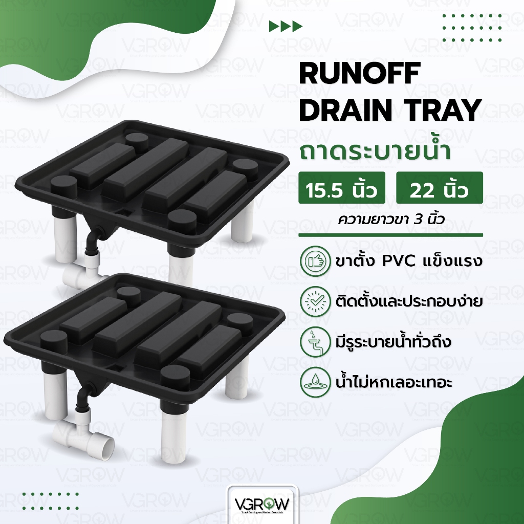 Runoff Tray ถาดรองกระถางต้นไม้ ถาดวางต้นไม้ ขนาด 15.5/22 นิ้ว Runoff ...