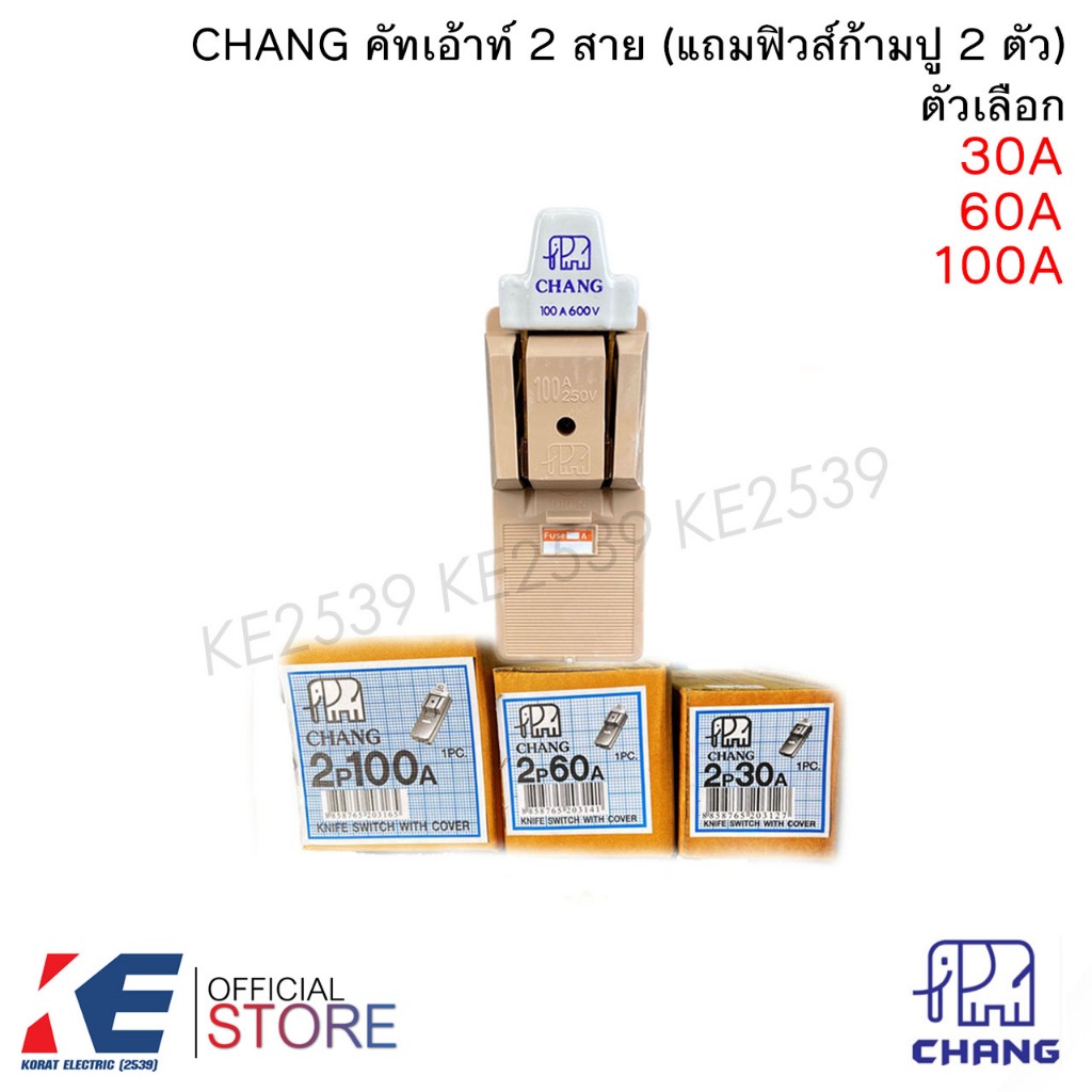CHANG คัทเอาท์ 2P 30A 60A 100A คัทเอ้าท์ คัตเอาท์ คัทเอ้าต์ ตราช้าง ...