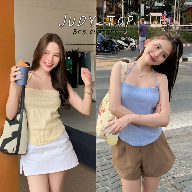 Judy Top ป้ายแบรนด์ 94beb เกาะอกสายผูกคล้องคอยาว ดีเทลเอว เกาะอกตัวยาว ...