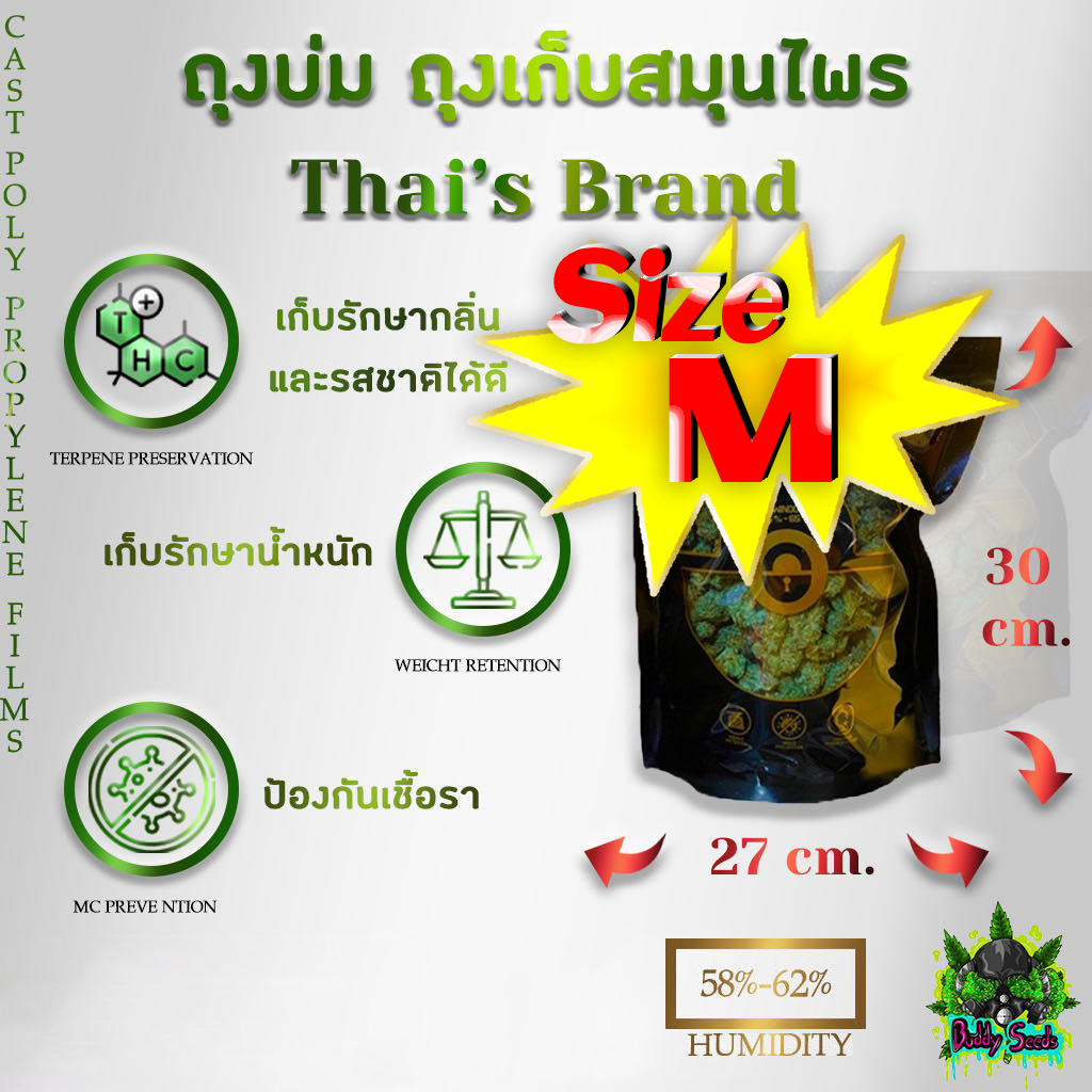 ถุงบ่ม Size M ส่งไว! บรรจุได้ 100-200G ถุงบ่มความคุมความชื้น (ซิปล็อคแน่นหนา 2 ชั้น Dual Lock ...