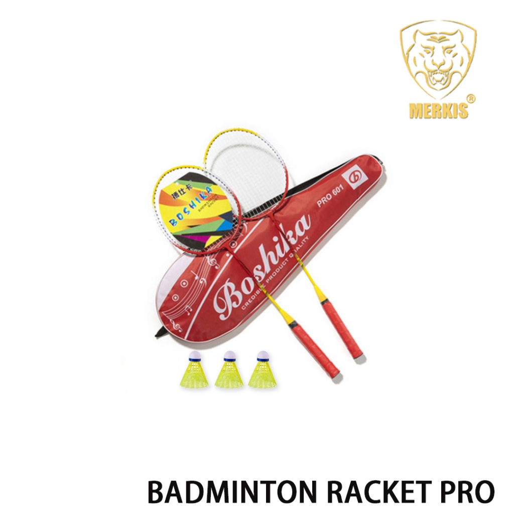 ไม้แบดคู่ อย่างดี สำหรับซ้อม หรือ เล่นจริง Boshika pro 601 แถมลูกขนไก่ ...