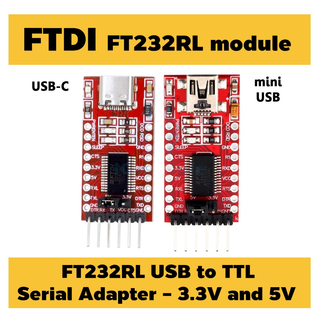 บอร์ดอ่าน UART: FTDI FT232RL USB to TTL Serial Adapter - 3.3V and 5V ...