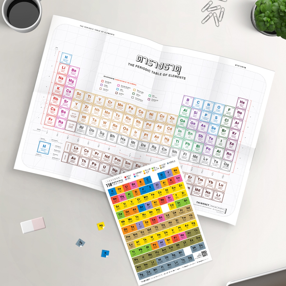 แผ่นพับตารางธาตุ 2 ภาษา 2 รูปแบบ Folded Paper Poster: Duo Bilingual ...
