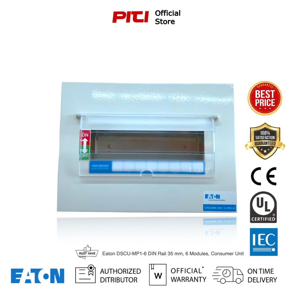 Eaton SCU-MP1-6 DIN Rail 35 mm, 6 Modules, Consumer Unit | Shopee Thailand