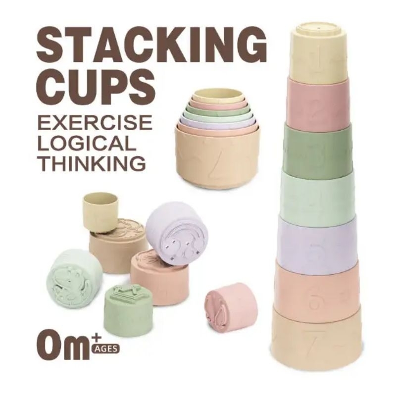 Babyinstyle ของเล่นเสริมพัฒนาการ stack cup ทำจากซิลิโคน ของเล่นทารก ช่วยเสริมพัฒนาการ เรียนรู้ ...
