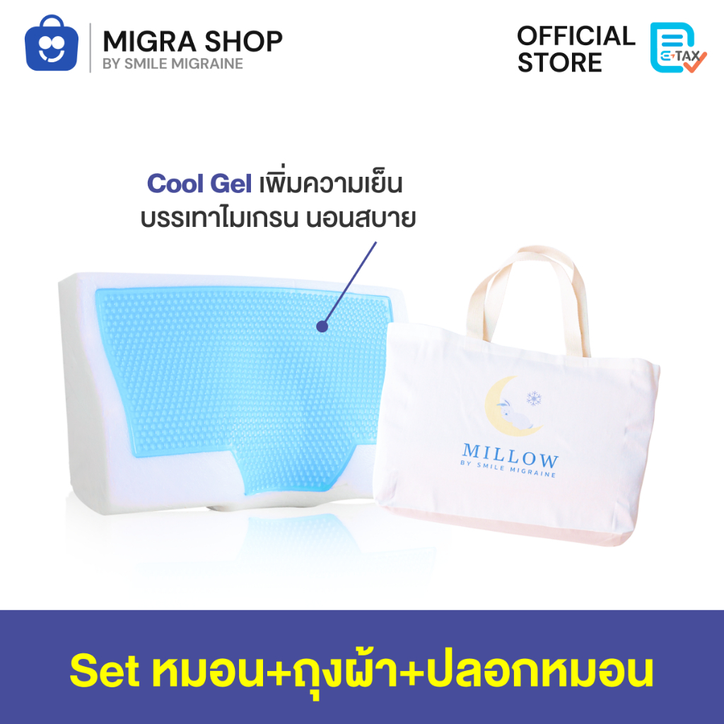 หมอนสุขภาพเมมโมรี่โฟม [ Millow Pillow ] ลดอาการปวดกล้ามเนื้อคอ บ่า ไหล่ ...