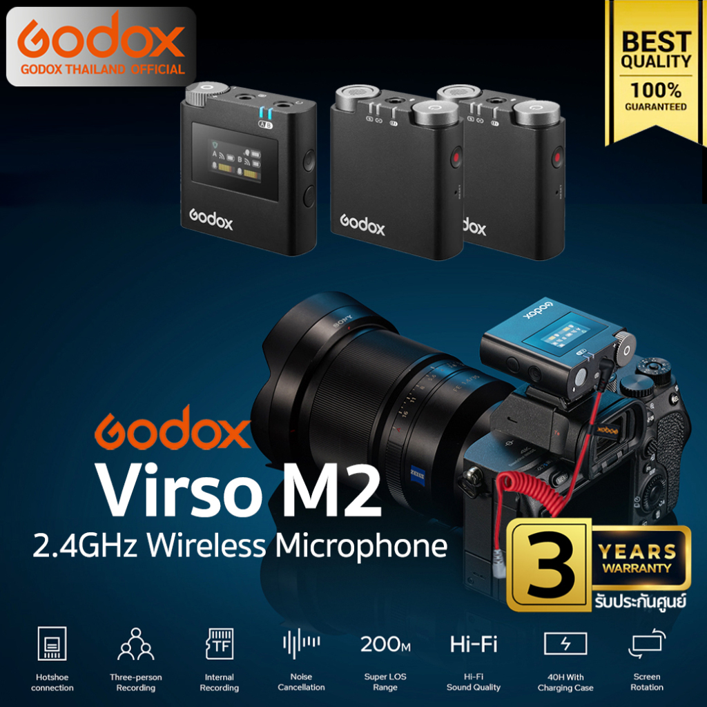 Godox Microphone Virso M2 Wireless Microphone 2.4GHz สำหรับ Camera ...