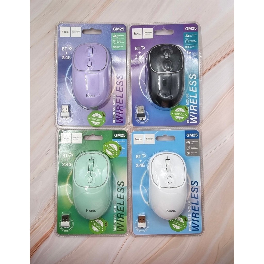 HOCO GM25 เมาส์ไร้สาย 2in1 มี 4 ปุ่ม รองรับ Bluetooth 5.2 & Wireless 2 ...