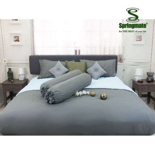 Springmate ชุดผ้าปูที่นอนพร้อมปลอกผ้านวม Premium Collection Blue-Grey ส่งฟรี | Shopee Thailand