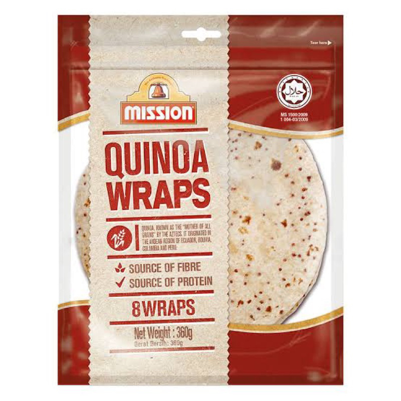 mission quinoa wraps 360 g. fl แผ่นแป้งแร็บผสมควินัว นำเข้าจาก มาเล ...