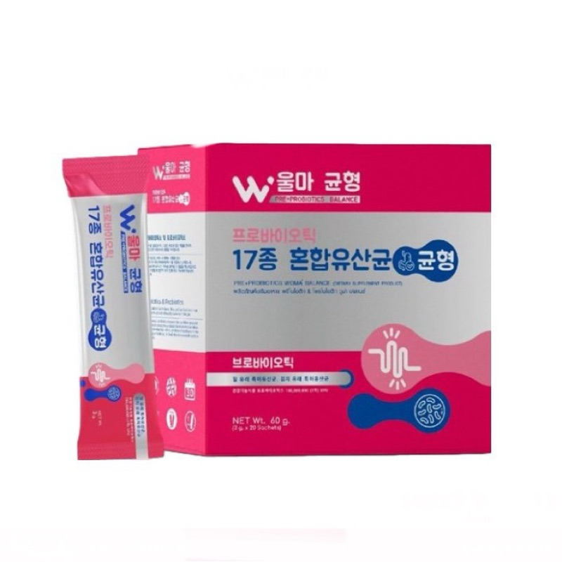 พรีไบโอติก & วูบาลานซ์ Per+ProBioTics WOMA BALANCE 1 กล่องมี 20 ซอง ...