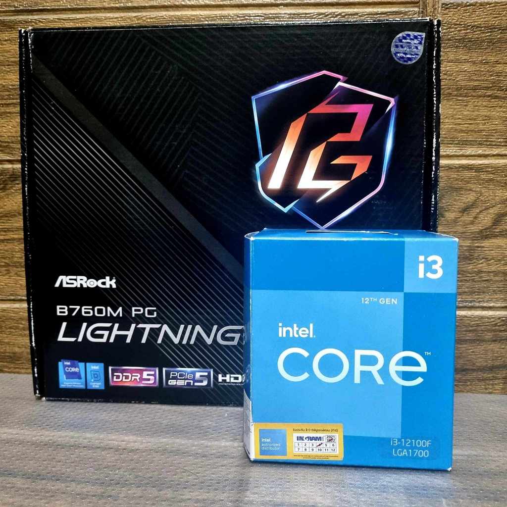 CPU INTEL CORE I3 12100F (4C/8T) + ASROCK B760M PG LIGHTNING (DDR5 ...