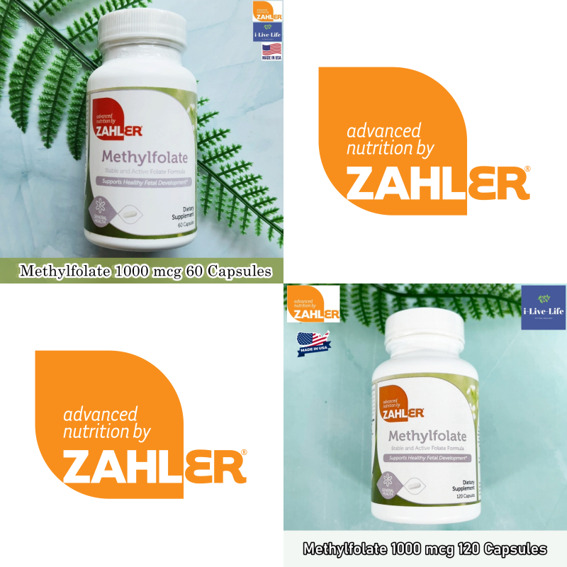 Zahler - Methylfolate 1000 mcg 60 or 120 Capsules เมทิล โฟเลต Supports Healthy Fetal Development ...