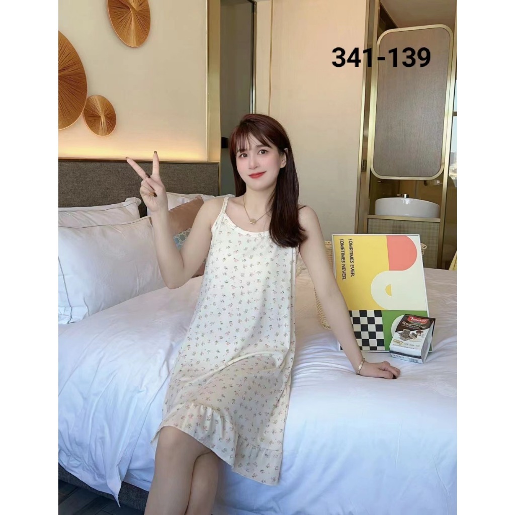 ชุดนอนผู้หญิง น่ารัก กระโปรง ชุดนอนสายเดี่ยวกระโปรง ผ้านิ่ม ใส่สบาย ลายพิมพ์บางเฉียบ ใส่ได้ทั้ง ...