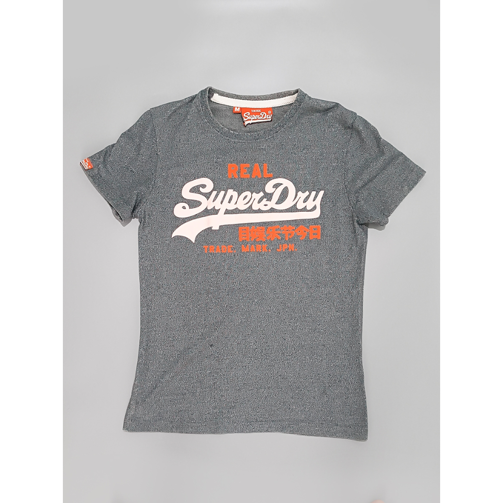 Superdry เสื้อยืด Vintage Logo สีเทา ของแท้ (มือ2) | Shopee Thailand