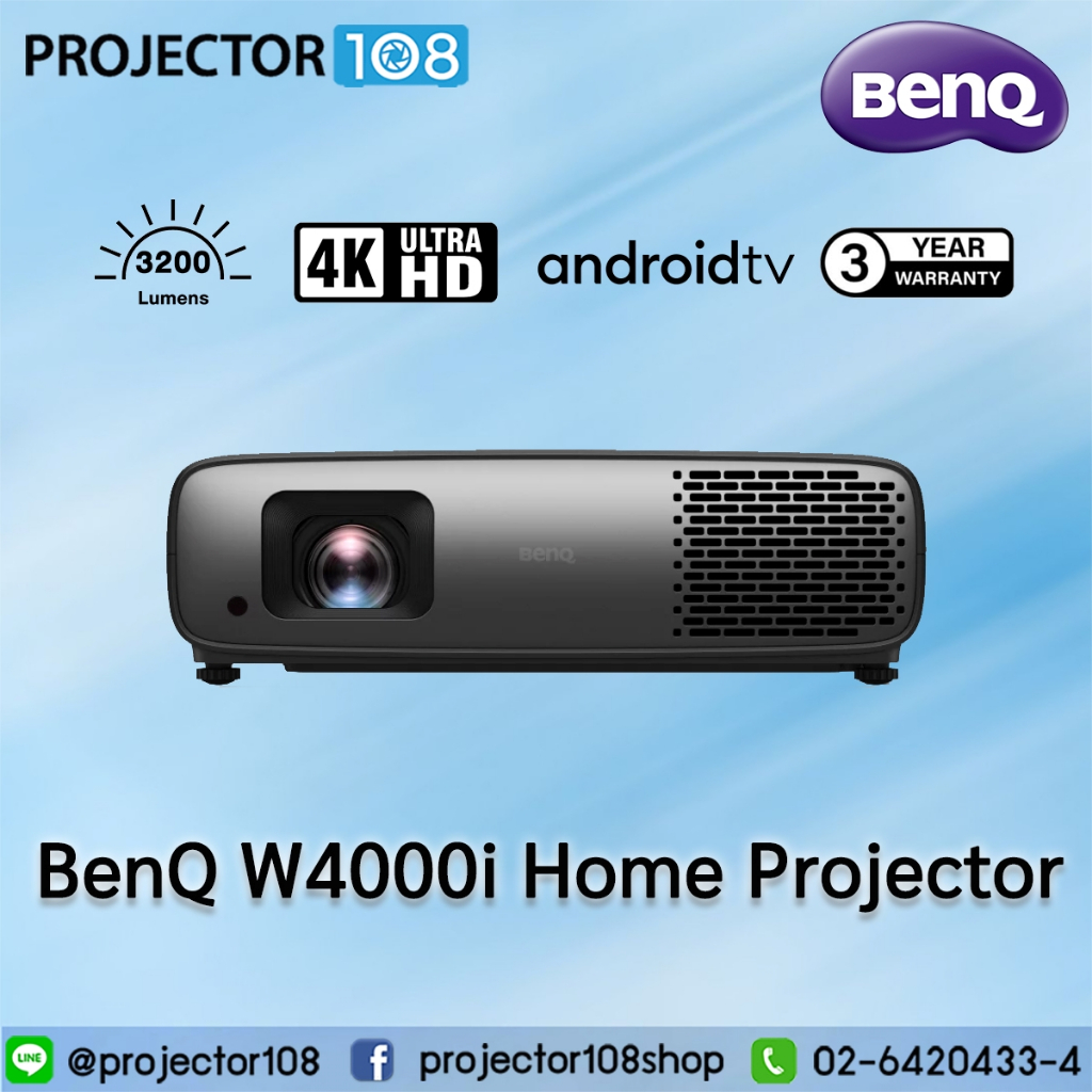 BenQ W4000i Home Cinema Projector, 4K UHD, 3200 Lumens, Dual-HDMI with ...