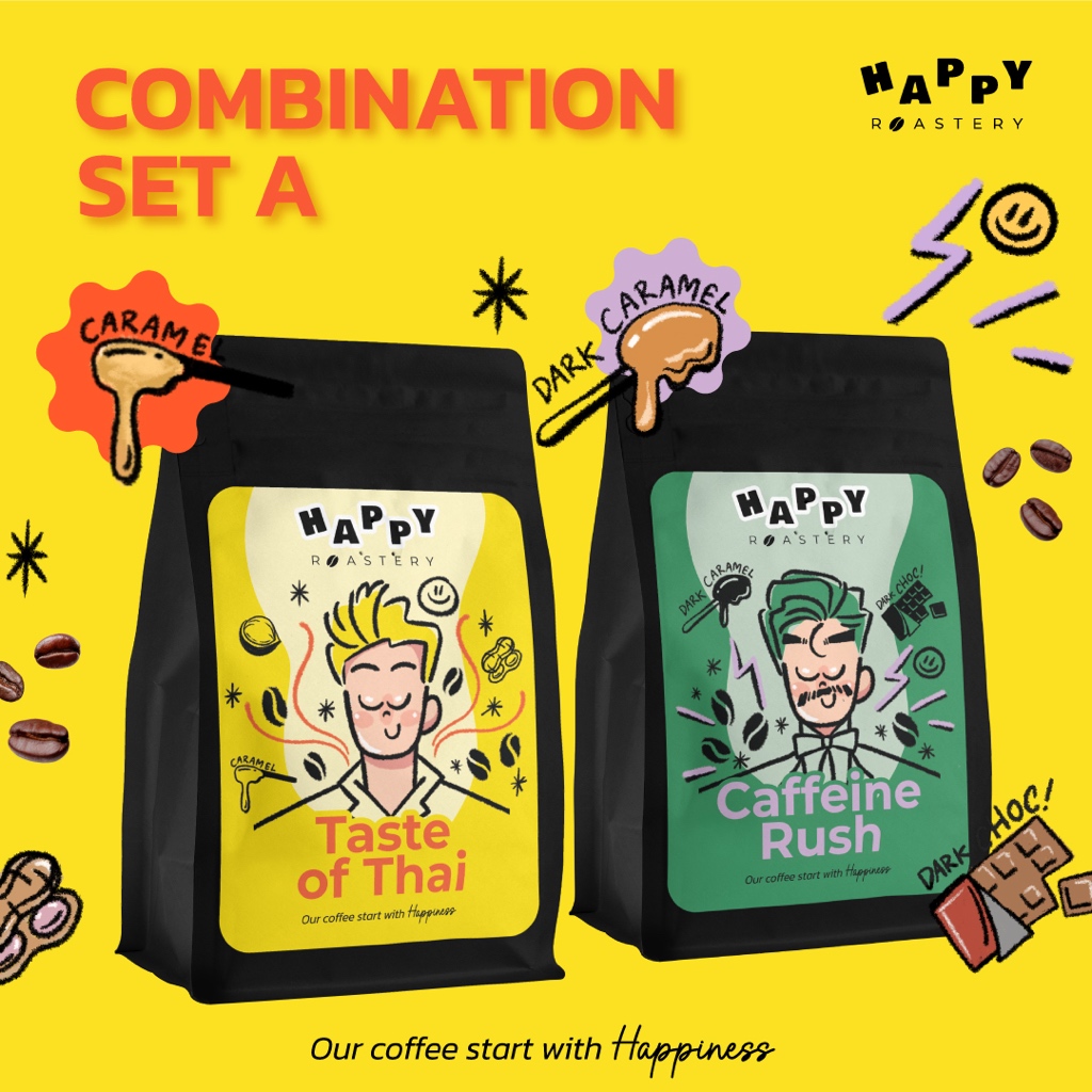 Happy Roastery เมล็ดกาแฟคั่ว Taste of Thai & Caffeine Rush | Shopee ...