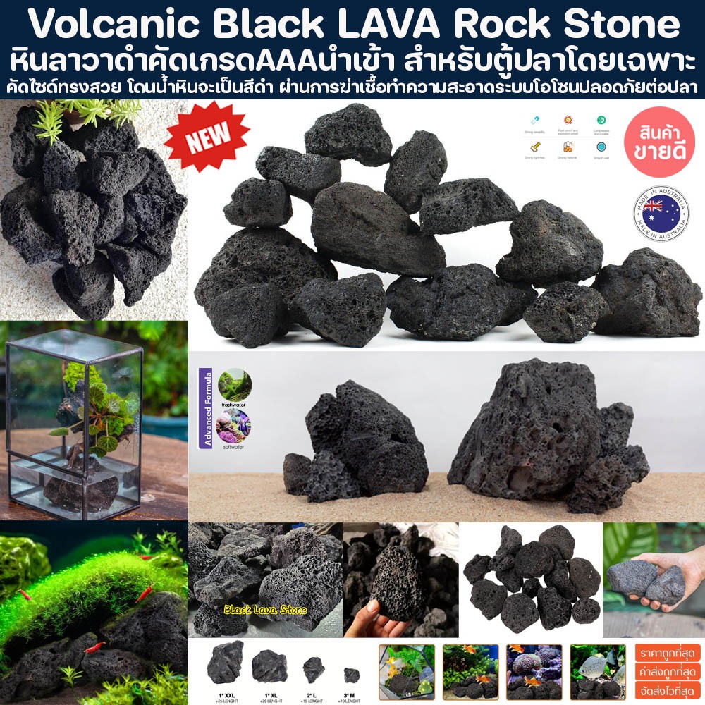 Volcanic Black LAVA Rock Stone หินลาวา หินภูเขาไฟ สีดำ หินจัดเลย์เอ้า ...