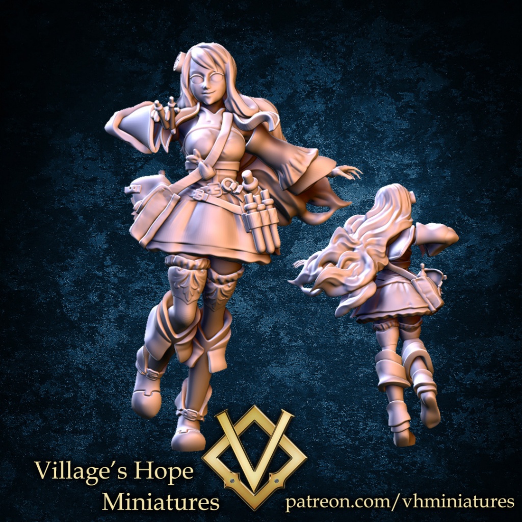 Alchemist Girl - Humanoid Human / 28mm scale 3D printed miniature VHM ...