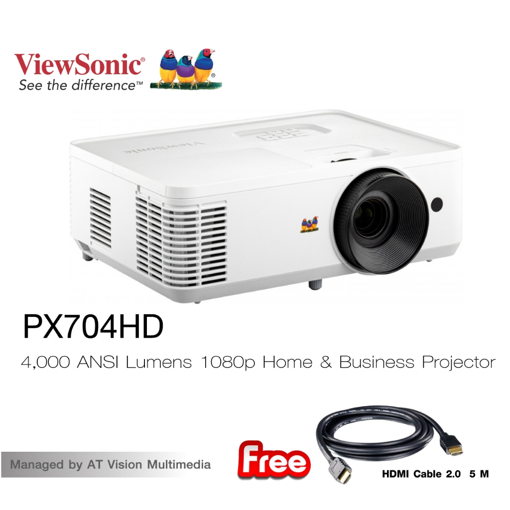 ViewSonic PX704HD 1080P FHD Projector, 4000 ANSI Lumens, รับประกัน 3 ปี ...